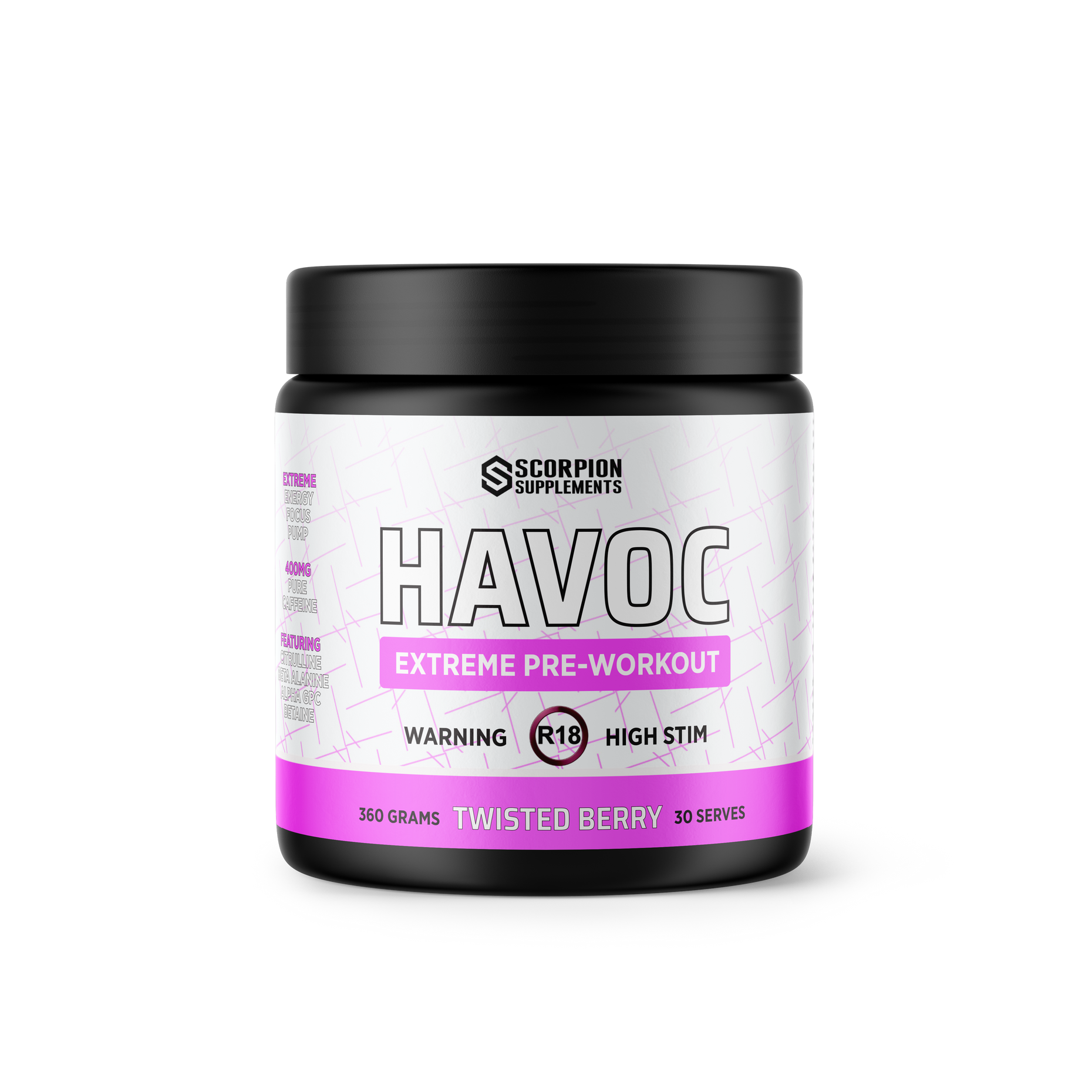 HAVOC Pre-Workout | High-Stim Energy, Focus & Massive Pumps – Scorpion ...